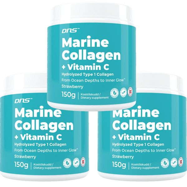 3-pack Marine Collagen + Vitamin-C - Strawberry - 3 x 150 g | Vitamin1.no